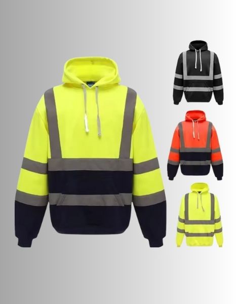 High Visibility Custom Logo Safety Hoodies with Reflective Strips